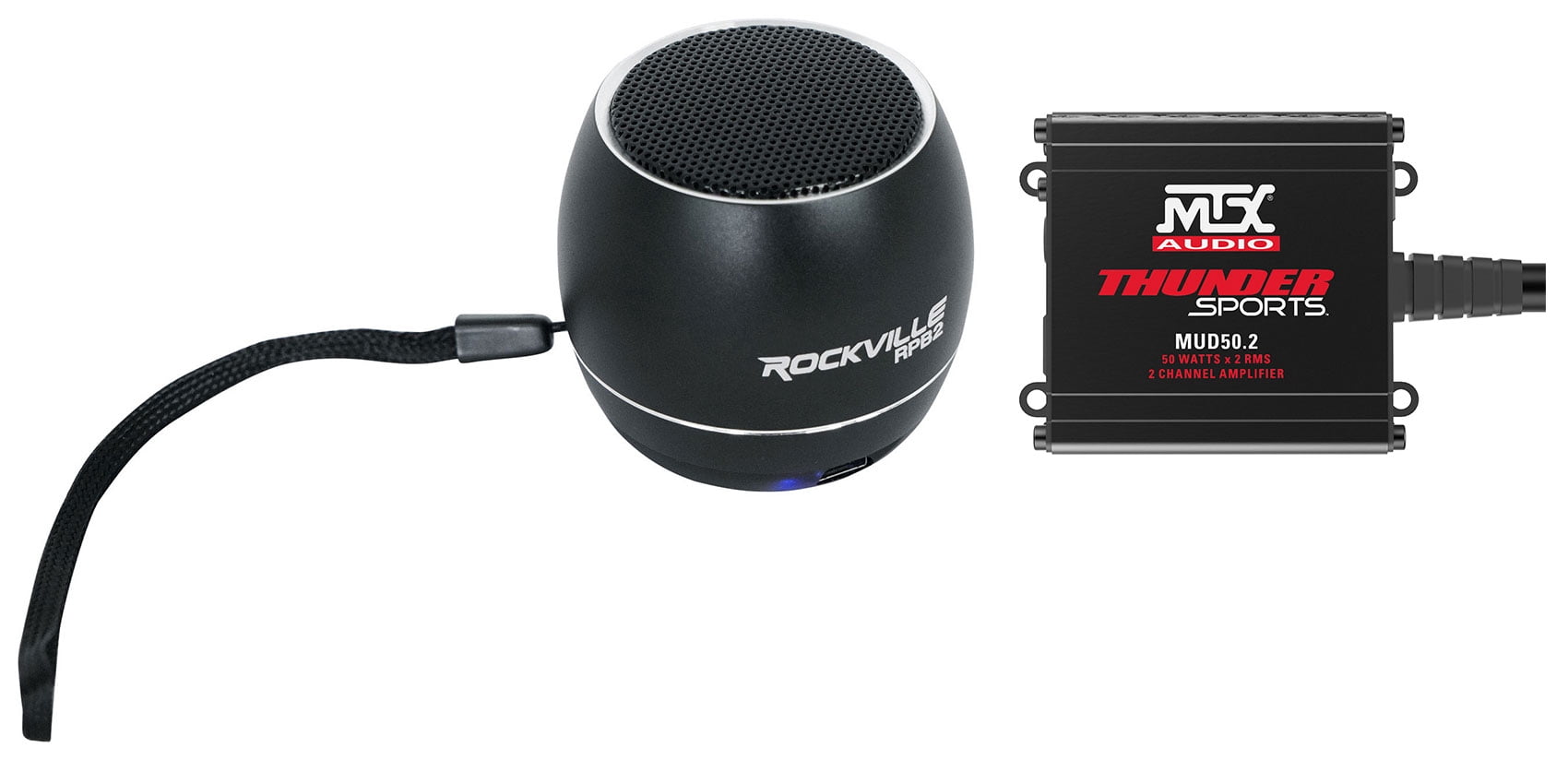 MTX MUD50.2 100 Watt RMS 2-Channel Amplifier ATV/UTV+Portable Bluetooth ...