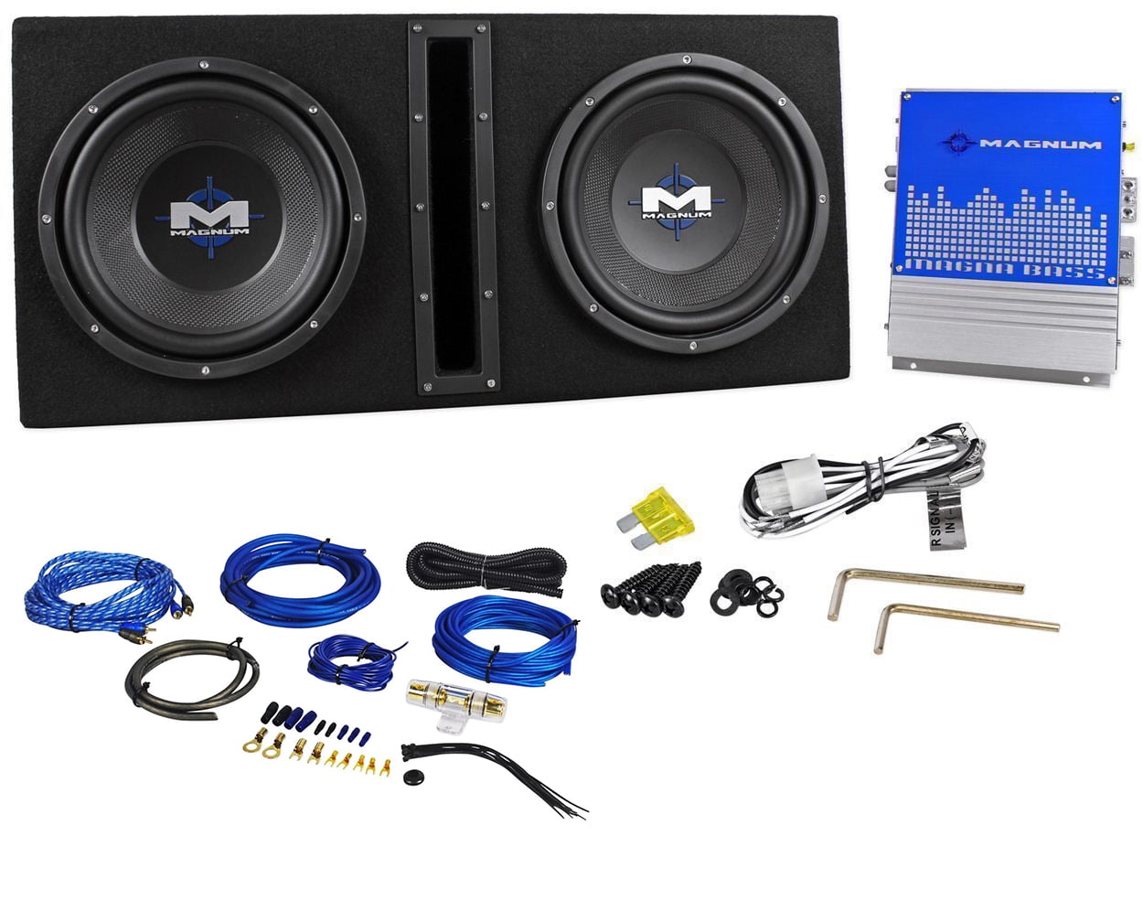 MTX Magnum MB210SP 800W Dual 10” Subwoofers with Vented Sub Box, Amp ...