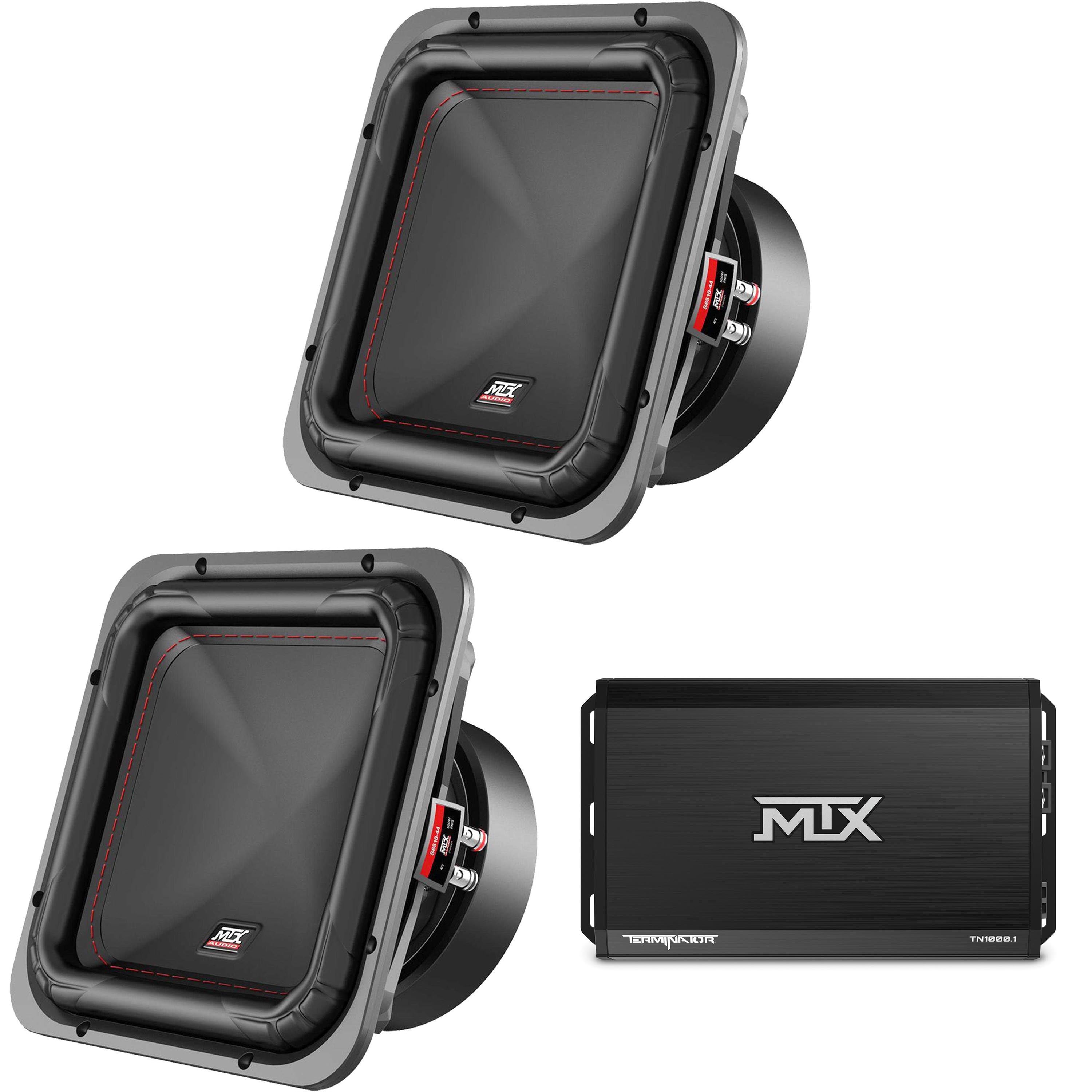 MTX TERMINATOR 1000-Watt RMS 1Ω Mono Block Class D Amplifier and Two MTX Audio S6510-44 S65 ...