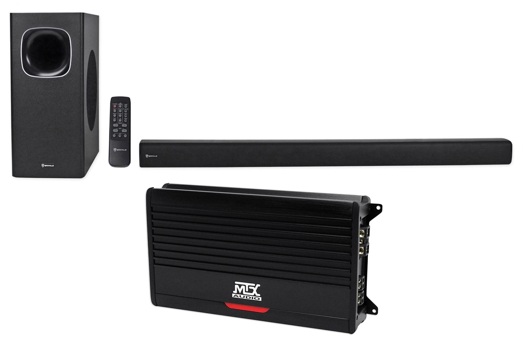 MTX THUNDER1000.1 1000 Watt RMS Mono Class D 1-Ohm Amplifier + Rockbar Soundbar - Walmart.com