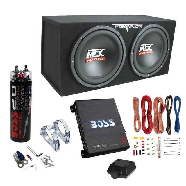 MTX TNE212D 12" 1200W Dual Loaded Car Subwoofer & 1100W Amp with Kit ...