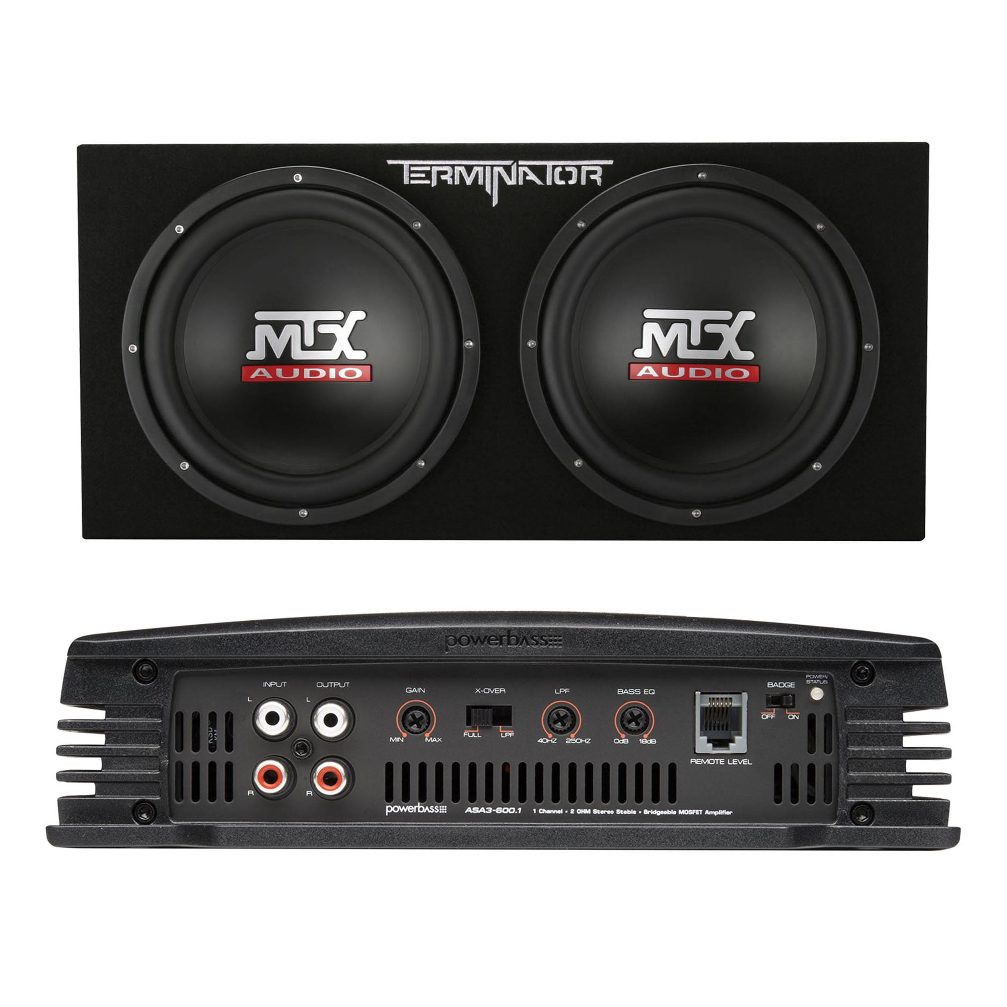 MTX TNE212D Dual 12" Loaded Enclosure with 600 Watt ASA3 600.1D Amplifier - Walmart.com