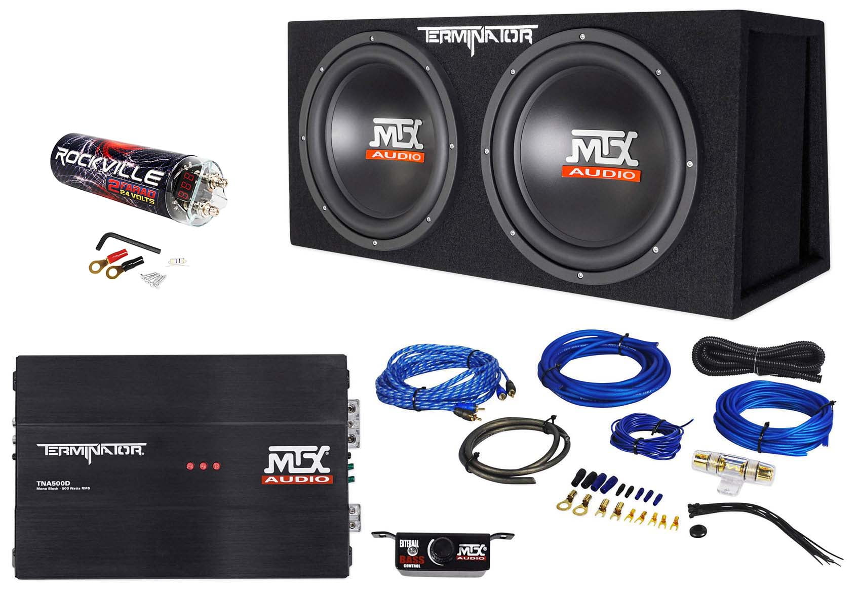 MTX TNP212DV 12in 2000W Dual Loaded Car Subwoofer Enclosure with Built-in Amplifier, Stereo ...