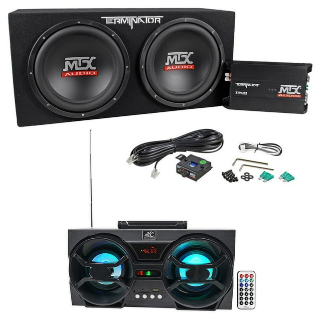 MTX Terminator 1200w Dual 12” Subwoofers/Box/Amp Kit with Free Speaker - Walmart.com