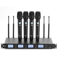 MU-4 Wireless Microphone System, 4 Channel UHF Cordless Handheld Mics ...