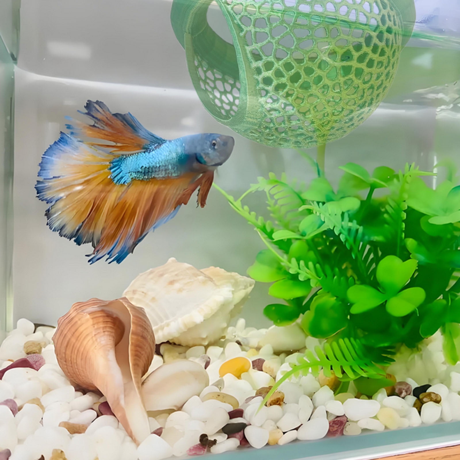 MU Floating Betta Hide & Shrimp Cave 3-in-1 Aquarium Hammock Feeder ...