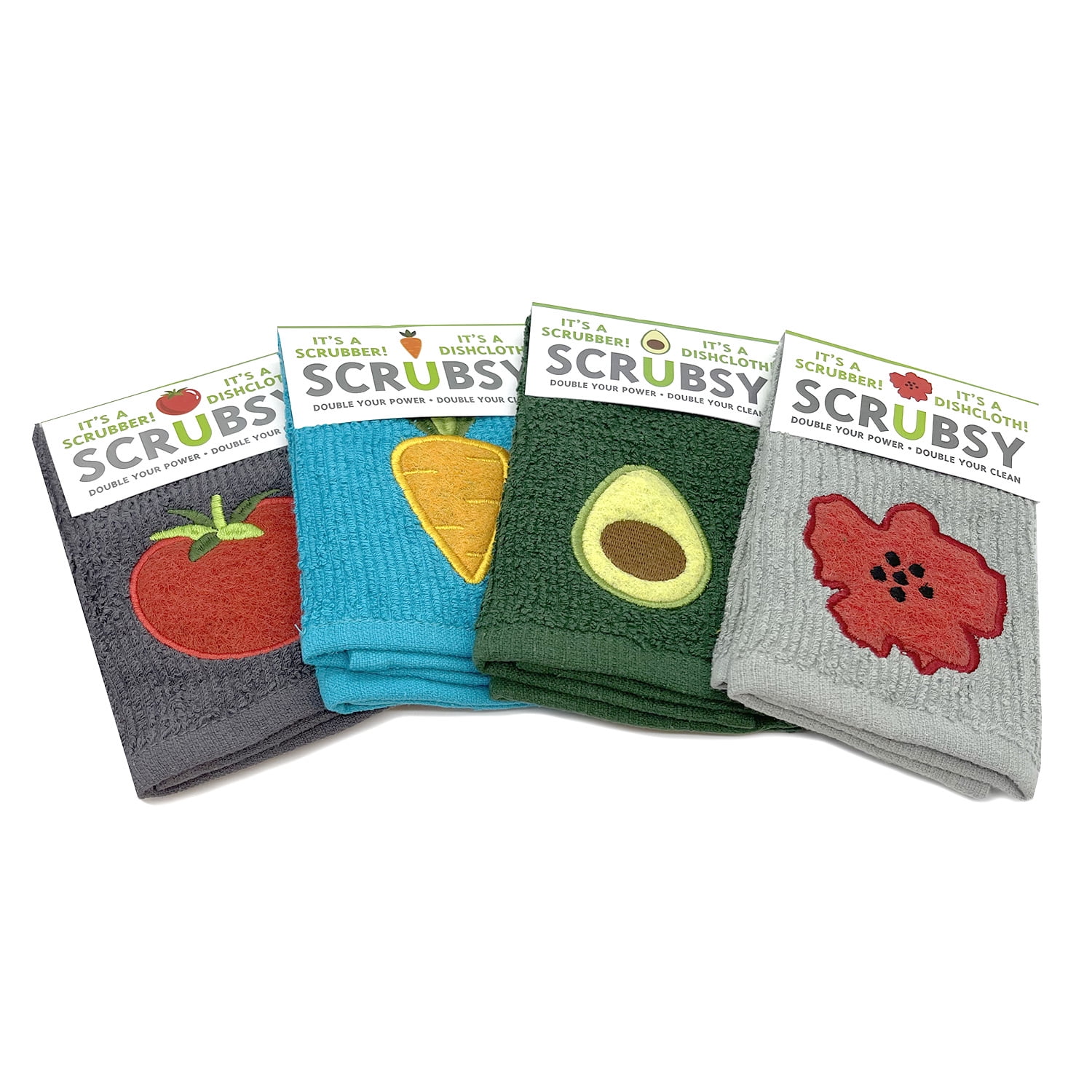 MU Kitchen Scrubsy Dish Cloth Set with Built In Scrubber, Set of 4 ...