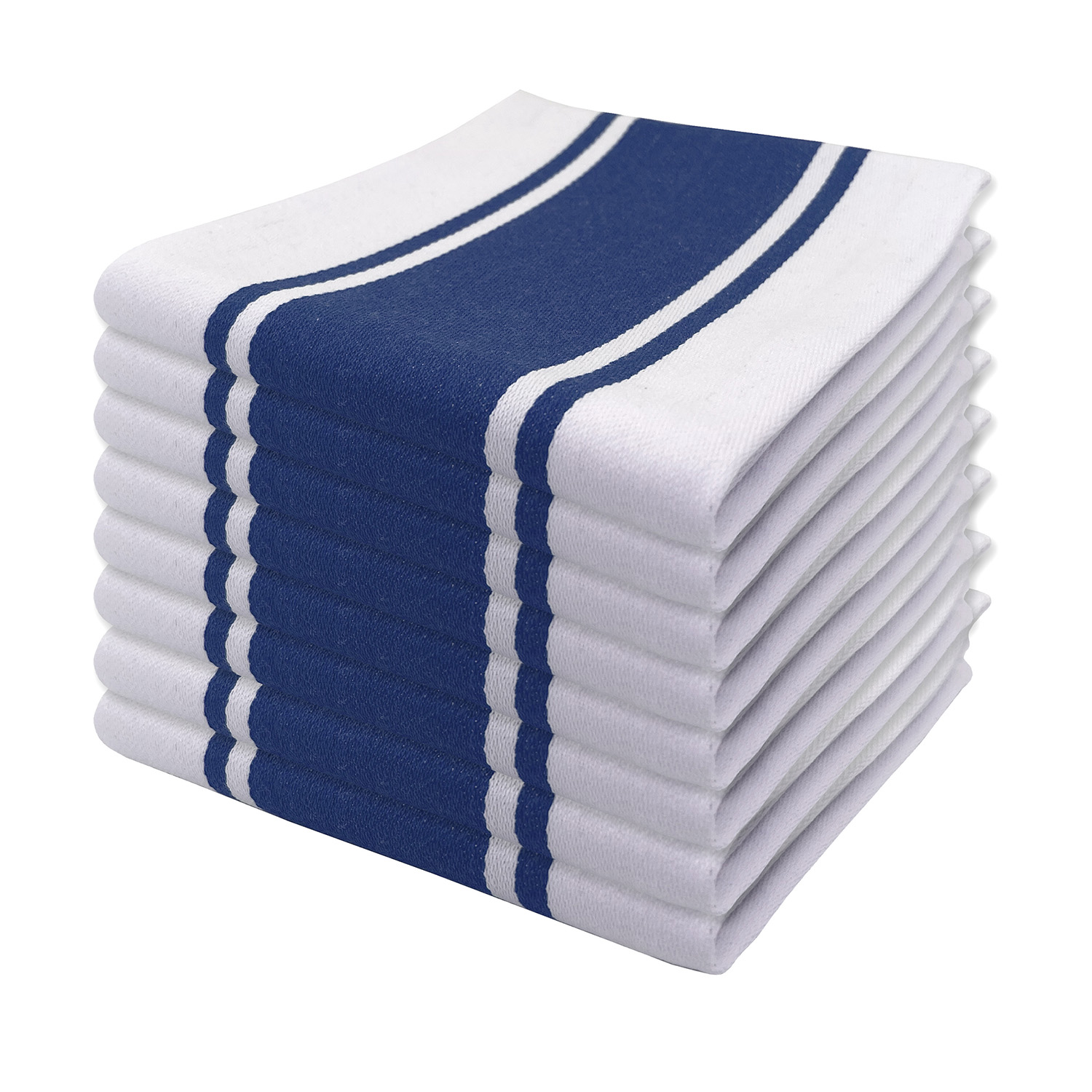 MU Kitchen Set of 8 Classic Stripe Cotton Kitchen Dishtowel with Hanging Loop, 20 x 30 Inch ...