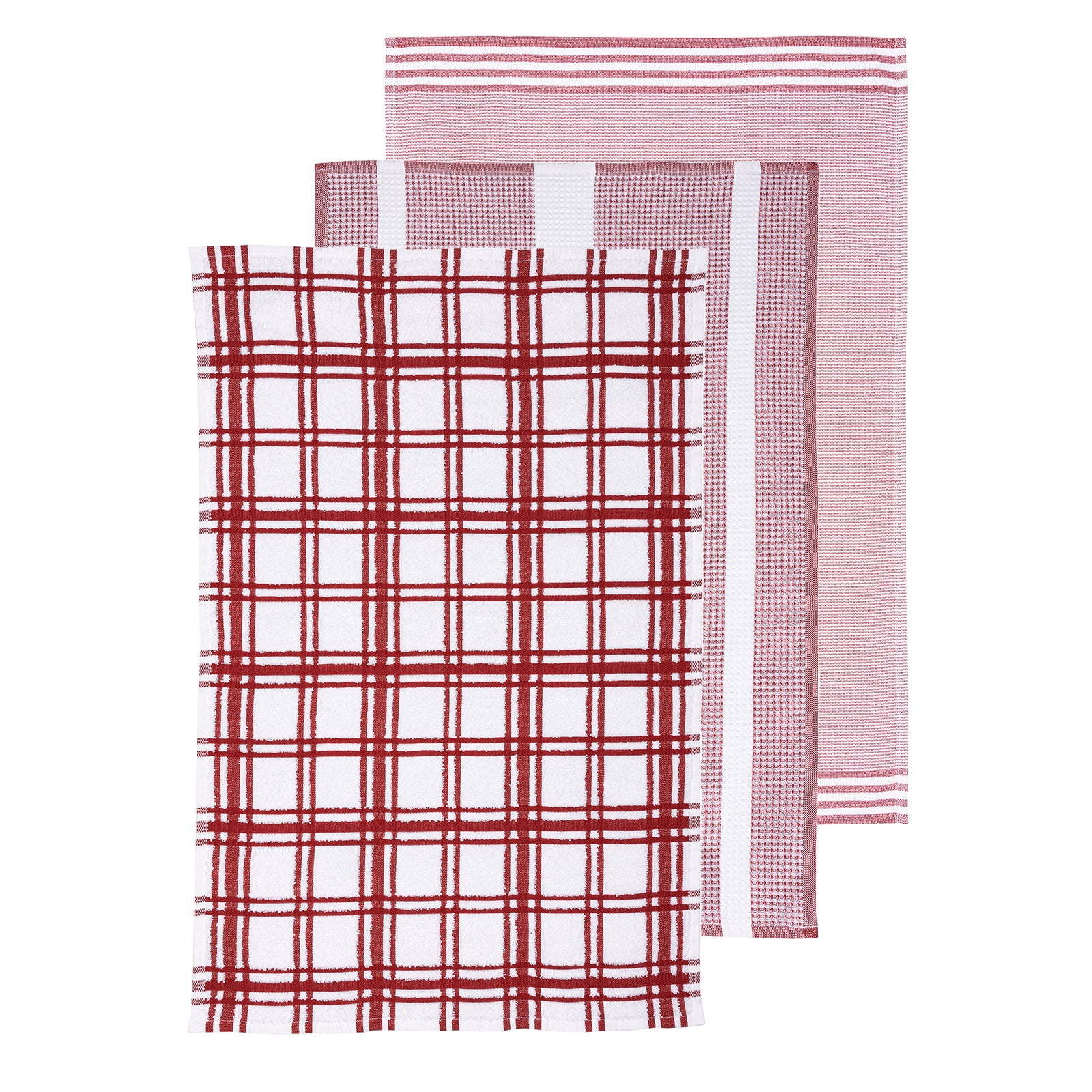 MU Kitchen Terry Kitchen Towel, Set of 3, Crimson - Walmart.com