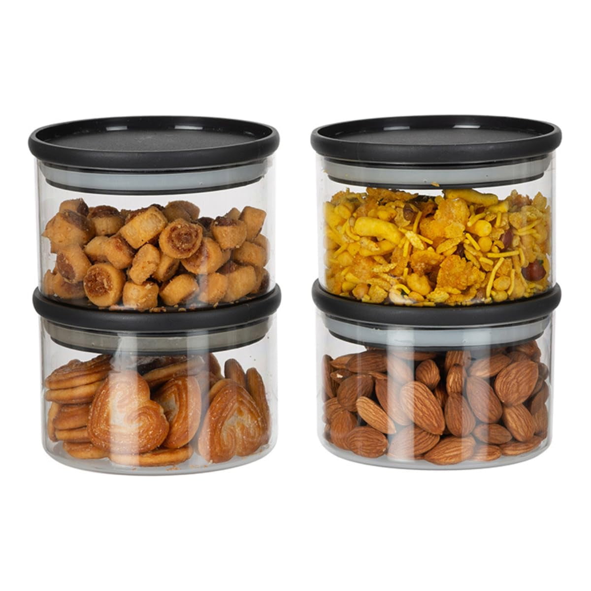 MUAC 300ml Plastic Storage Jars and Containers 4pc Set I Air Tight and ...