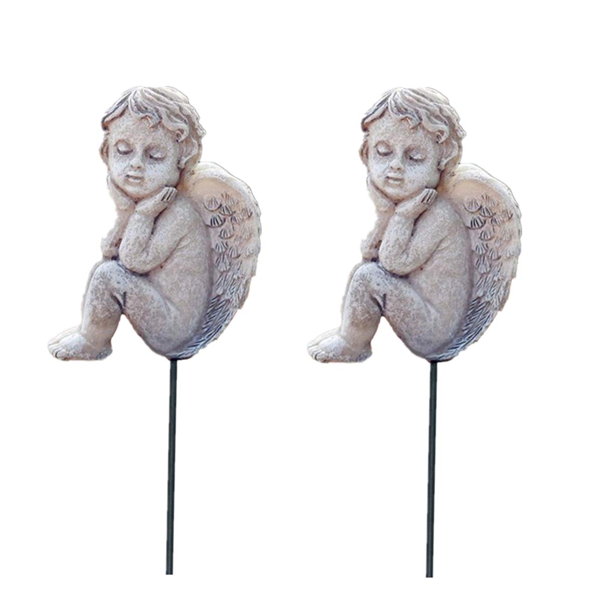 MUAMAX Decorative Angel Garden Stakes 2 Pack Miniature Angel Fairy ...