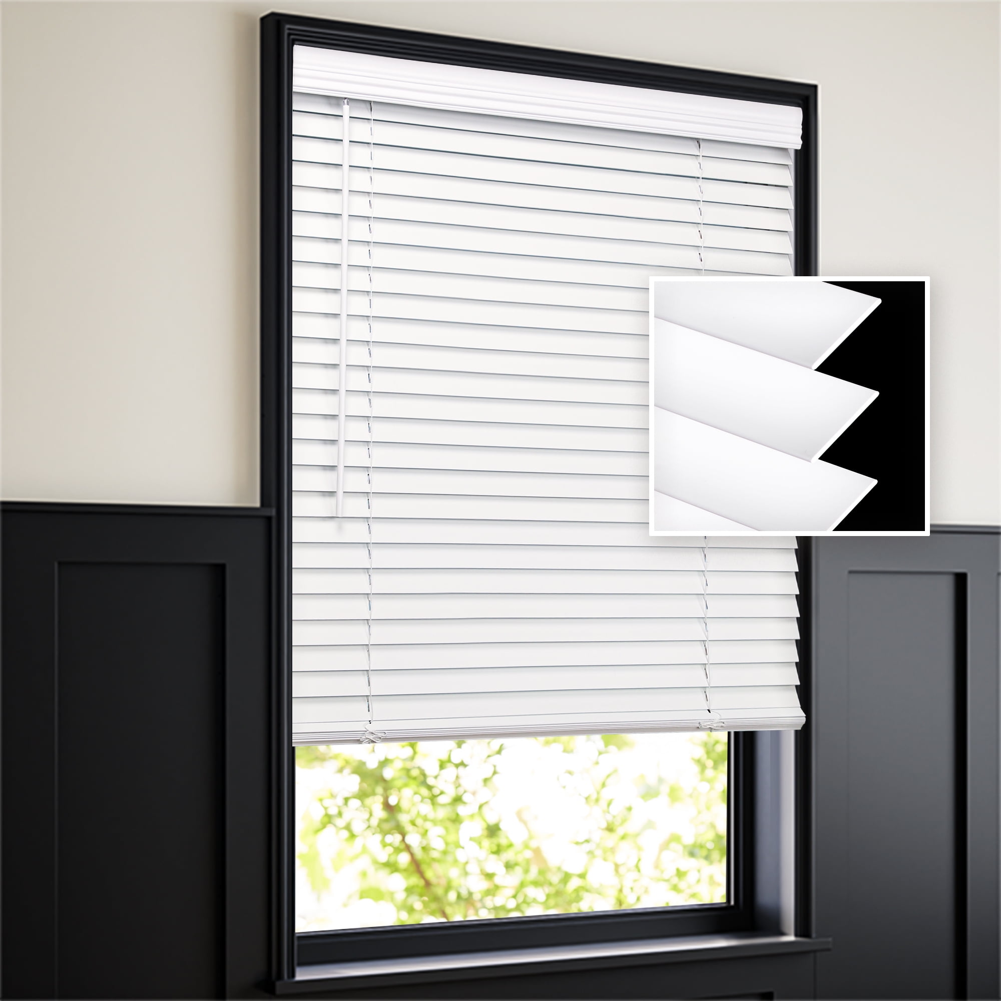 LazBlinds 2-inch Cordless Faux Wood Blinds with Royal Valance, Room ...