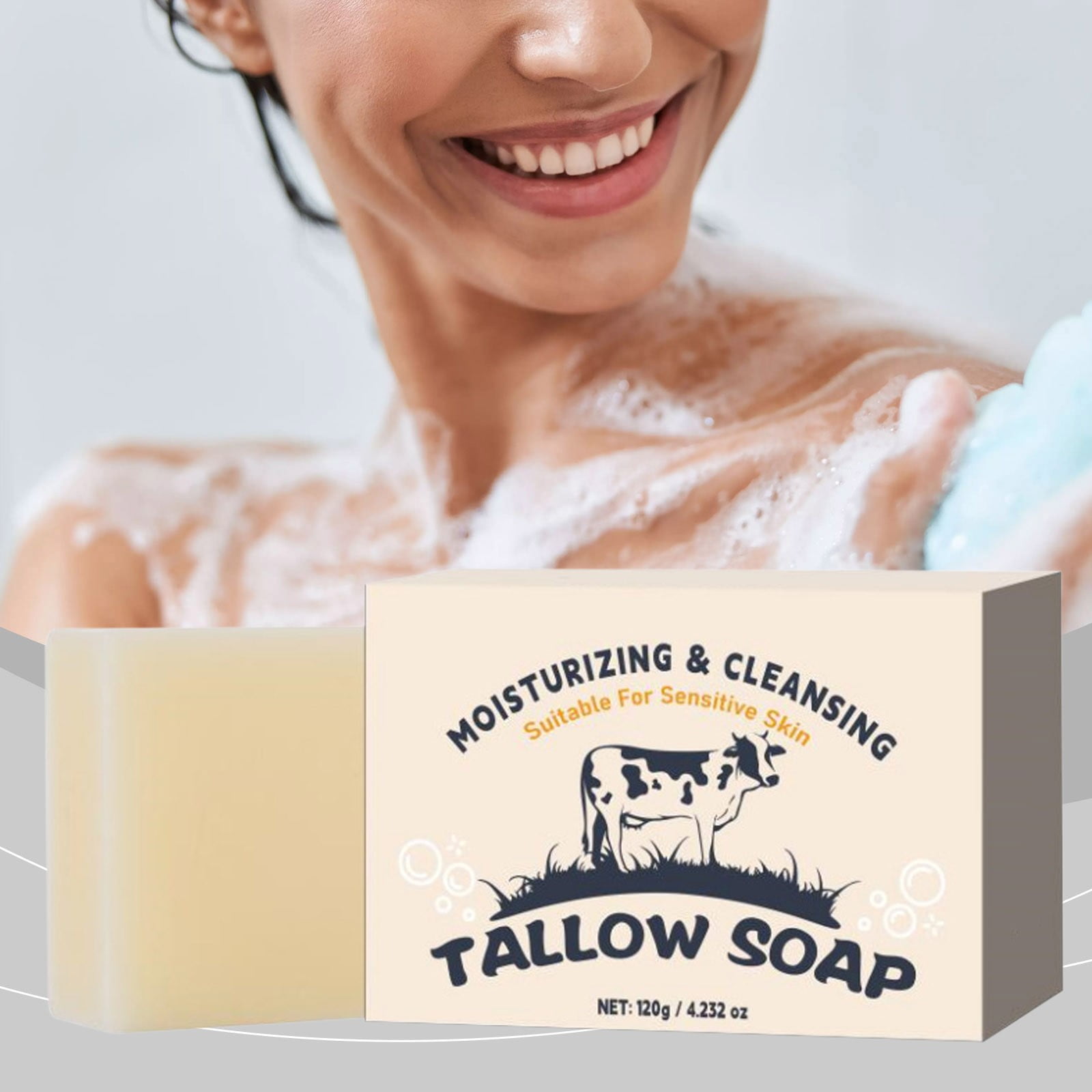 MUAXDA Beef Tallow Soap Bar, Natural Grass Fed Tallow Soap Unscented ...