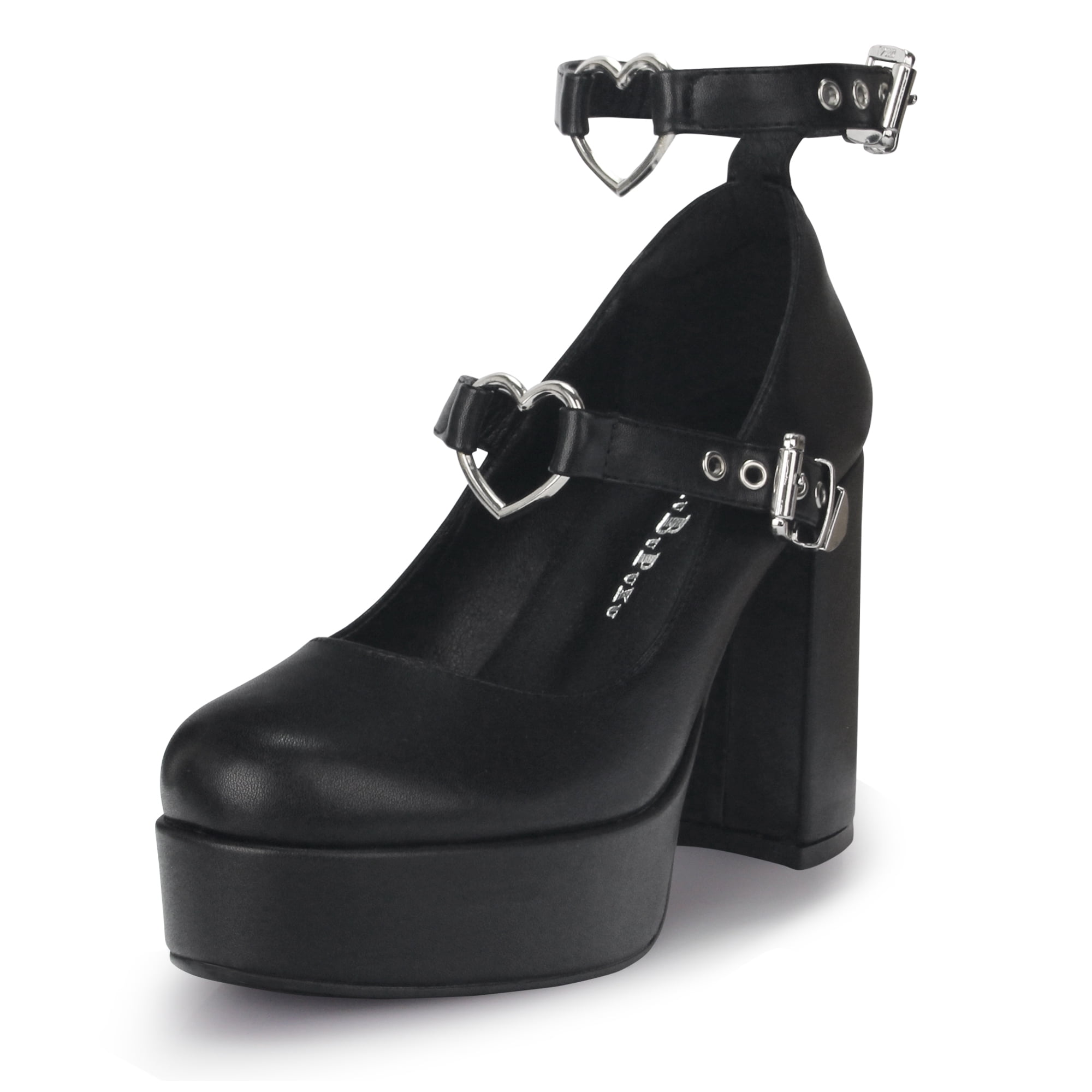 MUBUPUXU Cute Goth Platform Heels Heart Buckle Strap Mary Janes Lolita ...