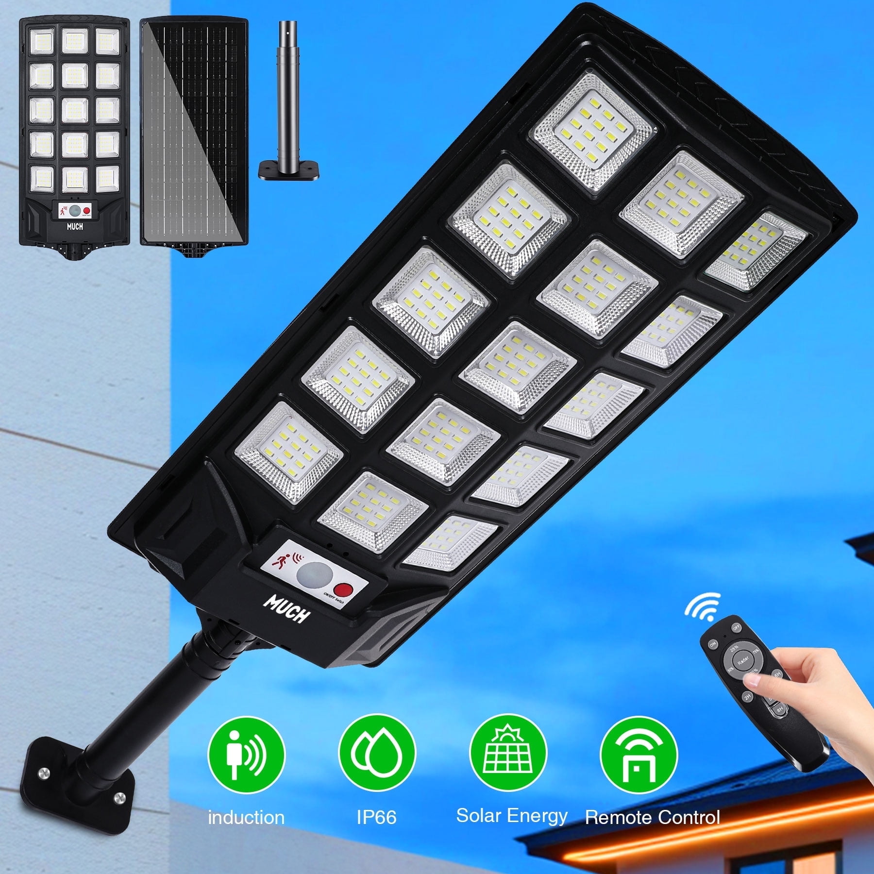 MUCH 1200W Solar Lights Outdoor Waterproof, 8500K Solar Street Lights ...