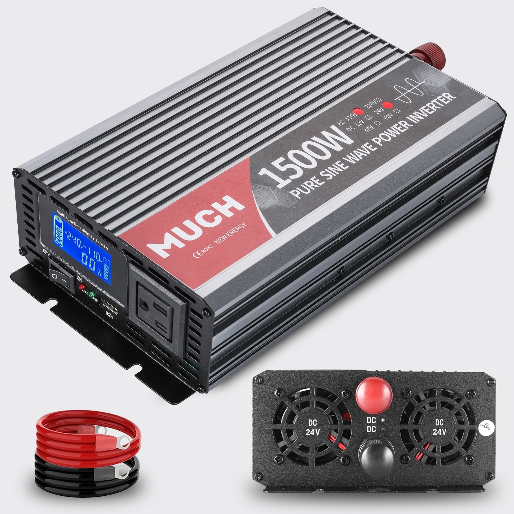 MUCH 1500 Watt Pure Sine Wave Power Inverter 24V DC to 110V AC ...