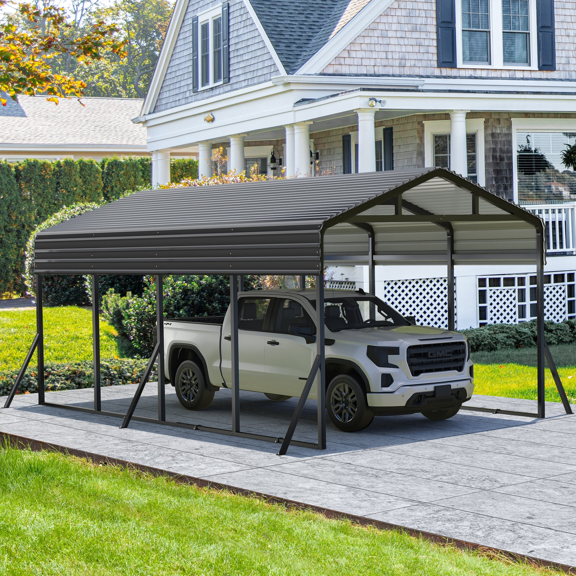 MUCHANT 12’X20’ Outdoor Heavy-Duty Carport Galvanized Steel Roof with ...