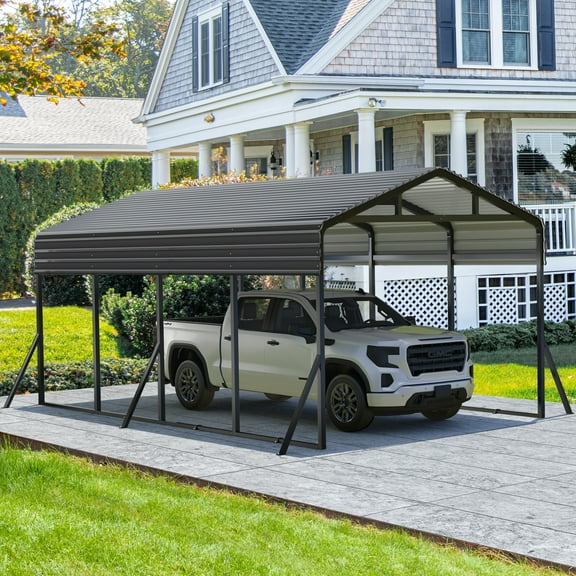 Ataujin 20x20 FT/20x25 FT Metal Carport, Carport with Reinforced Base ...