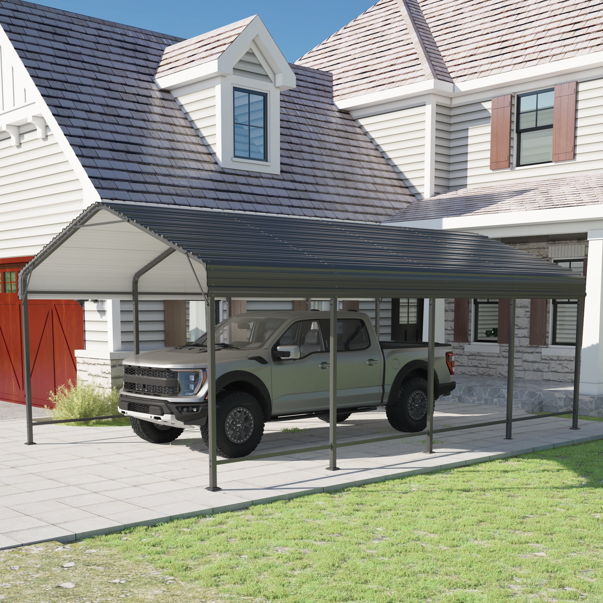 MUCHANT 12'x20' Outdoor Metal Carport, Heavy Duty Garage Galvanized Car ...