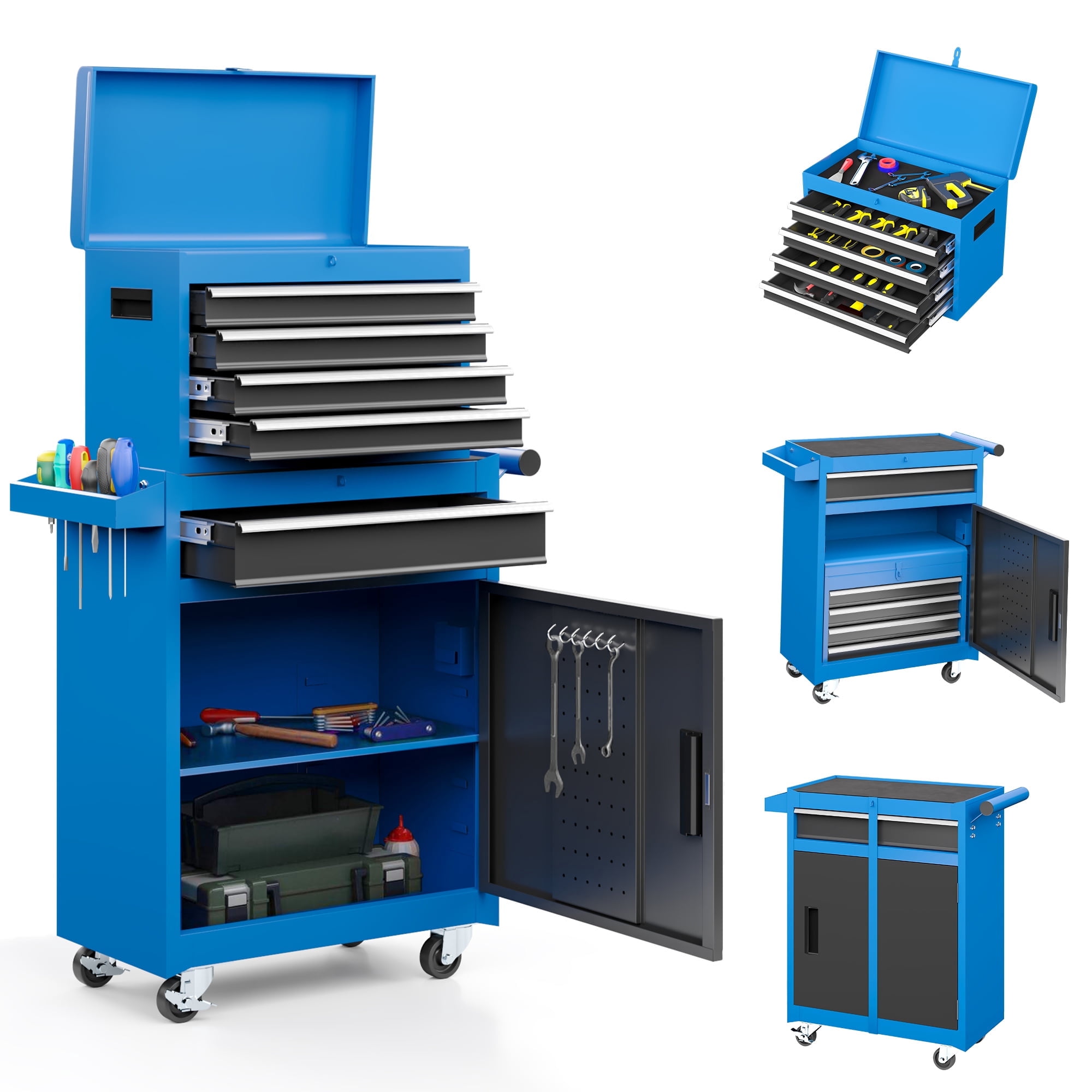 MUCHANT 5-Drawer Rolling Tool Chest, 2-in-1 Tool Box& Cabinet with ...