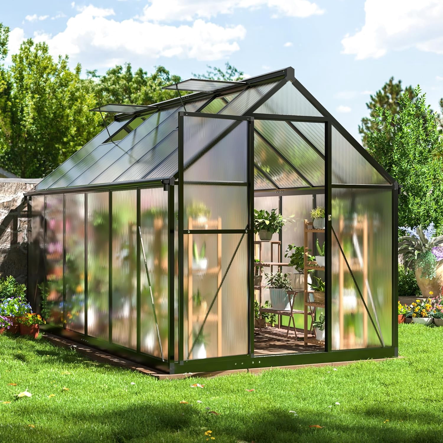 MUCHANT 6x11 FT Greenhouse for Outdoors, Walk-in Large Aluminum Frame ...