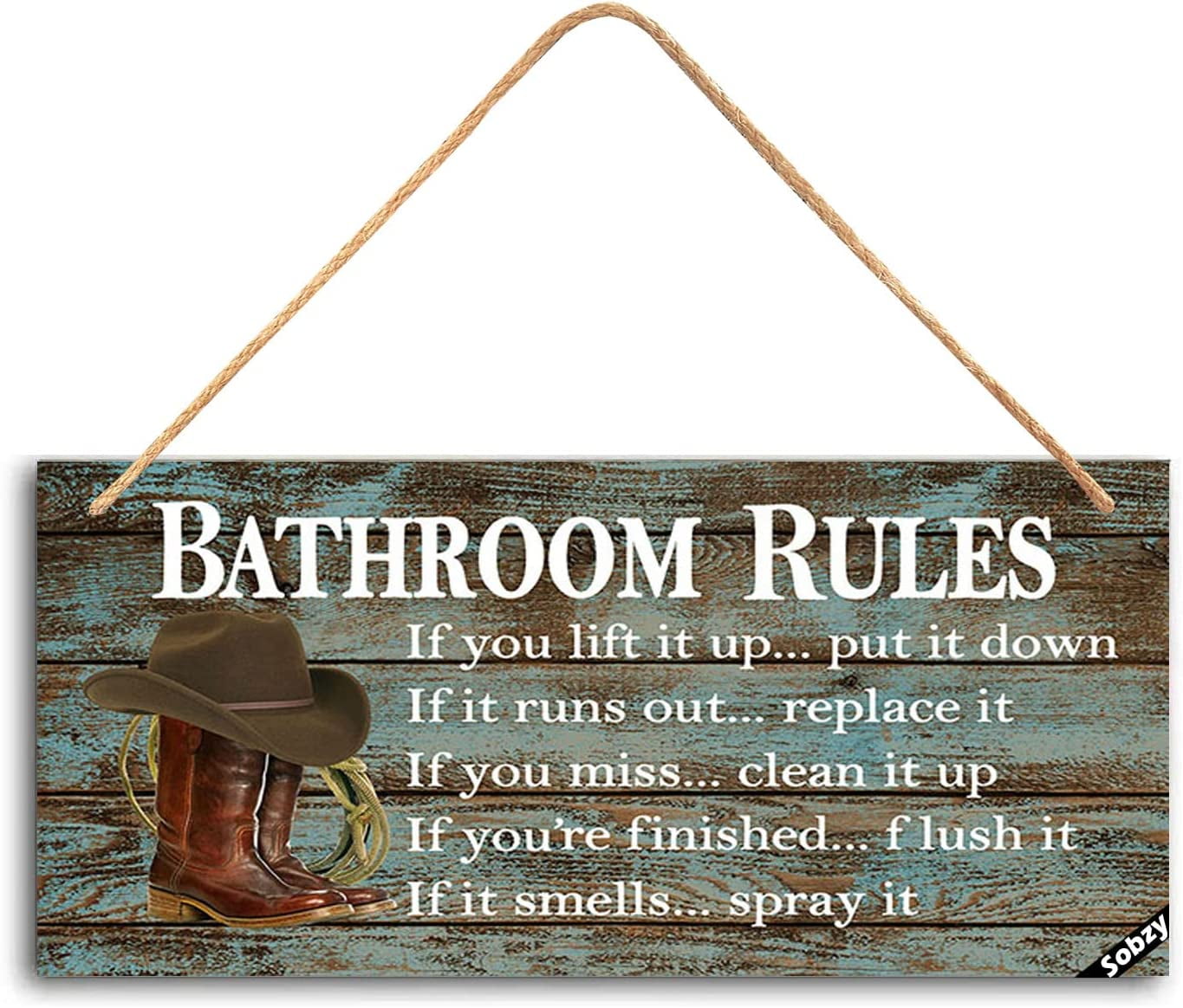 MUCHENGGIFT Farmhouse Bathroom Wall Decor - Funny Bathroom Rules Signs ...