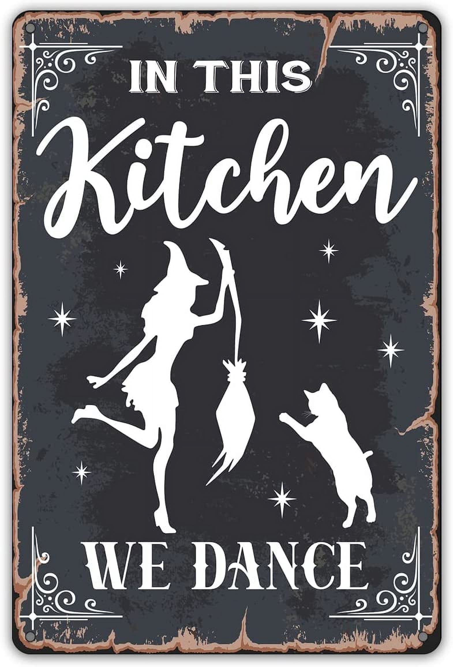 MUCHENGGIFT Funny Witchy Kitchen Quote Metal Tin Sign Wall Decor, Retro ...