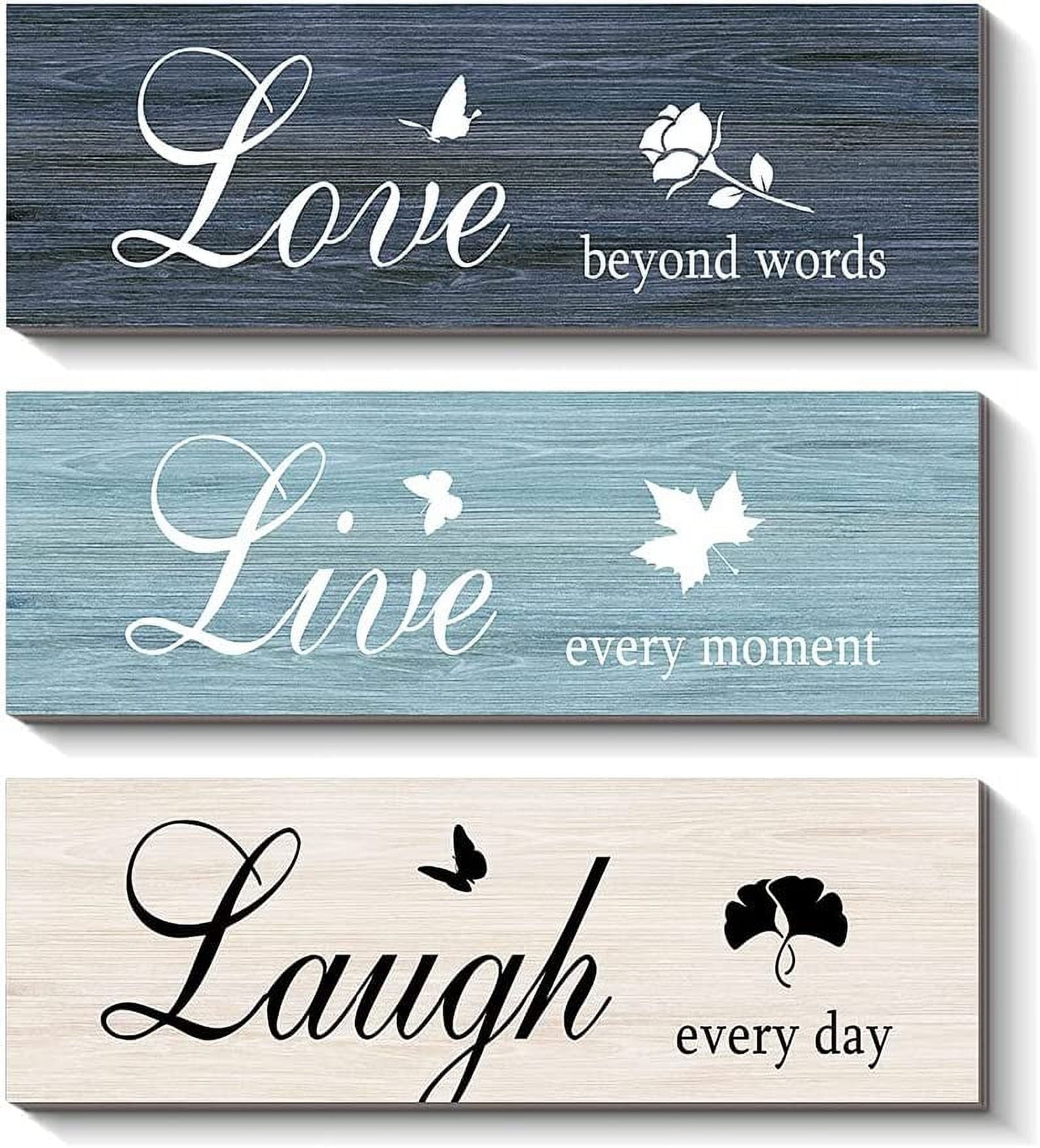 MUCHENGGIFT Live Laugh Love Wall Decor Wood Sign, 3 Pieces Rustic Wood ...