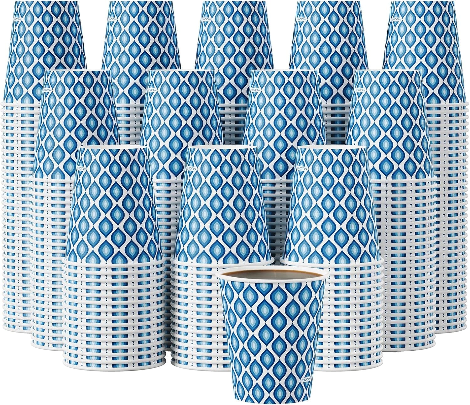 MUCHII 300 Count Paper Cups 8 oz, Blue Disposable Paper Coffee Cups for ...