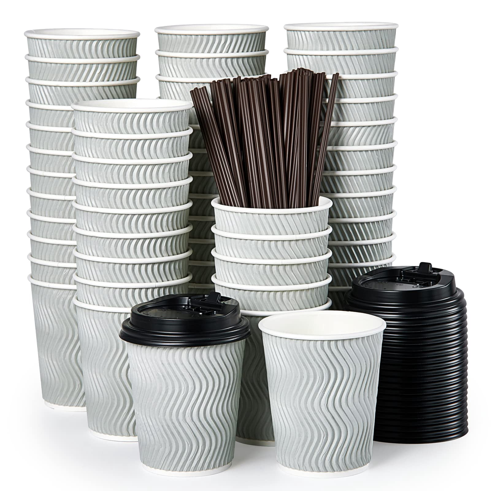MUCHII 8 oz Disposable BDF32 Paper Coffee Cups, 100 Count Insulated ...