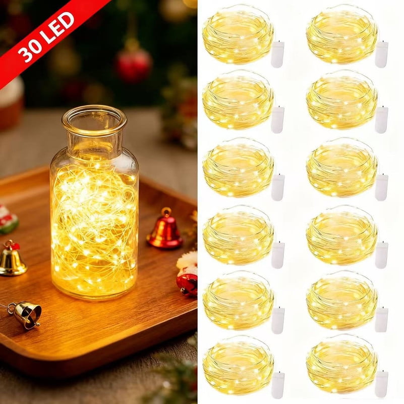 MUDDY Battery Operated Fairy Lights, 12 Pack Upgrade - 9.8ft 30 LED ...
