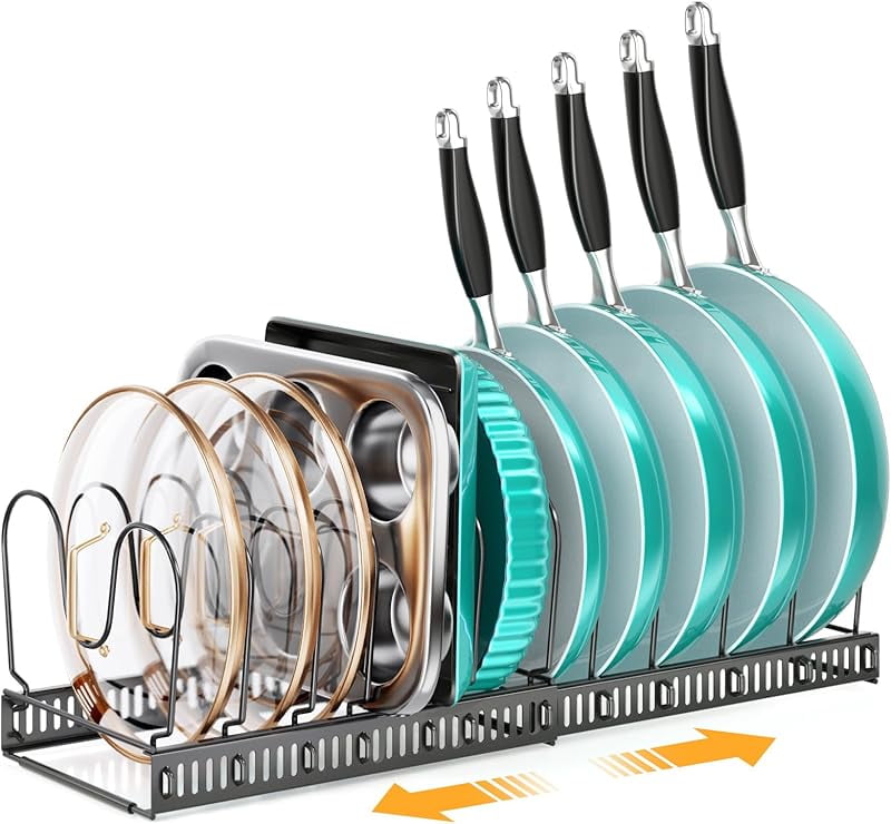 MUDEELA Pots and Pans Organizer : Rack for under Cabinet, Expandable ...