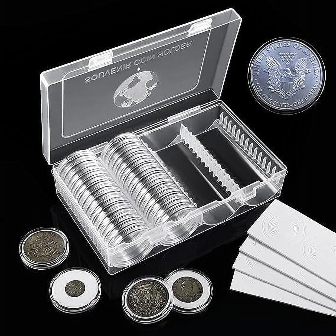MUDOR 41 mm Coin Holder, 60 Pieces Silver Dollar Coin Capsules with ...