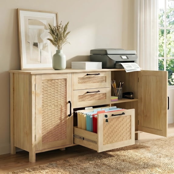 MUER 3 Drawer and 2 Doors File Cabinet with Lock, Printer Stand Lateral ...