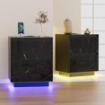 MUERE LED Nightstand with 2 Drawers & Power Outlets, Nightstand Set of ...