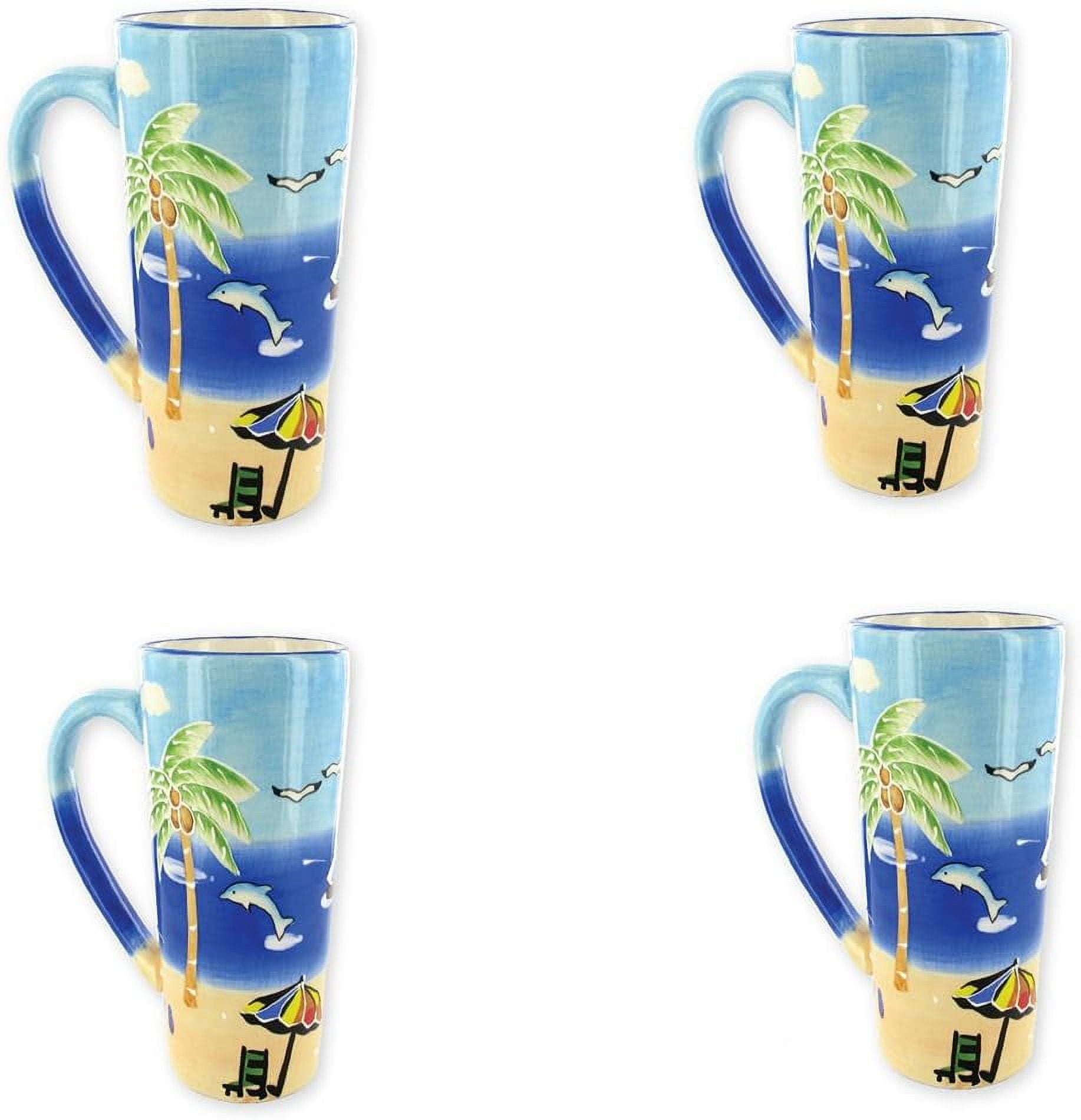 MUG Beach Palm Tree Embossed Ceramic Tall Coffee & Tea Cup 11 Oz ...