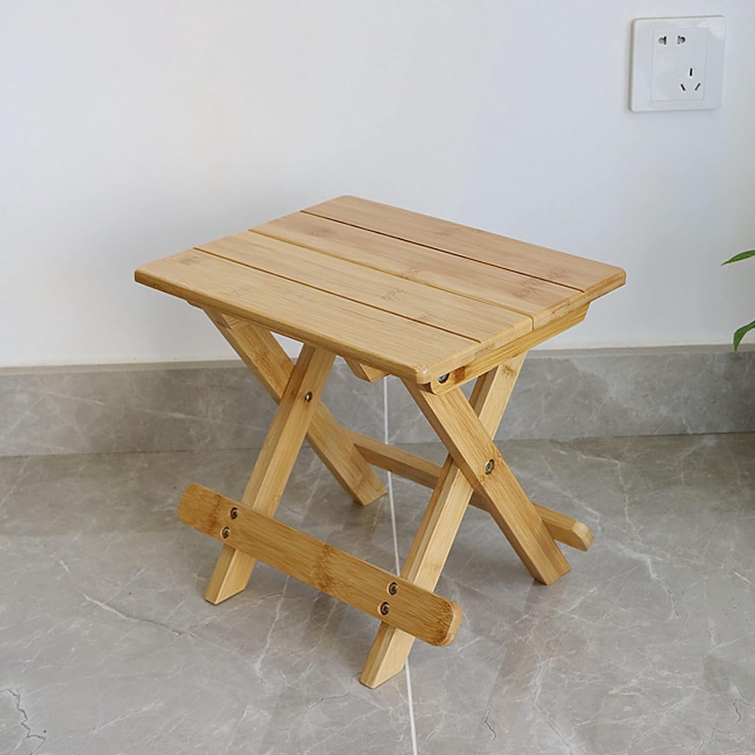 MUGATH Wood Folding Stool Plant Stand Small Portable Folding Table ...