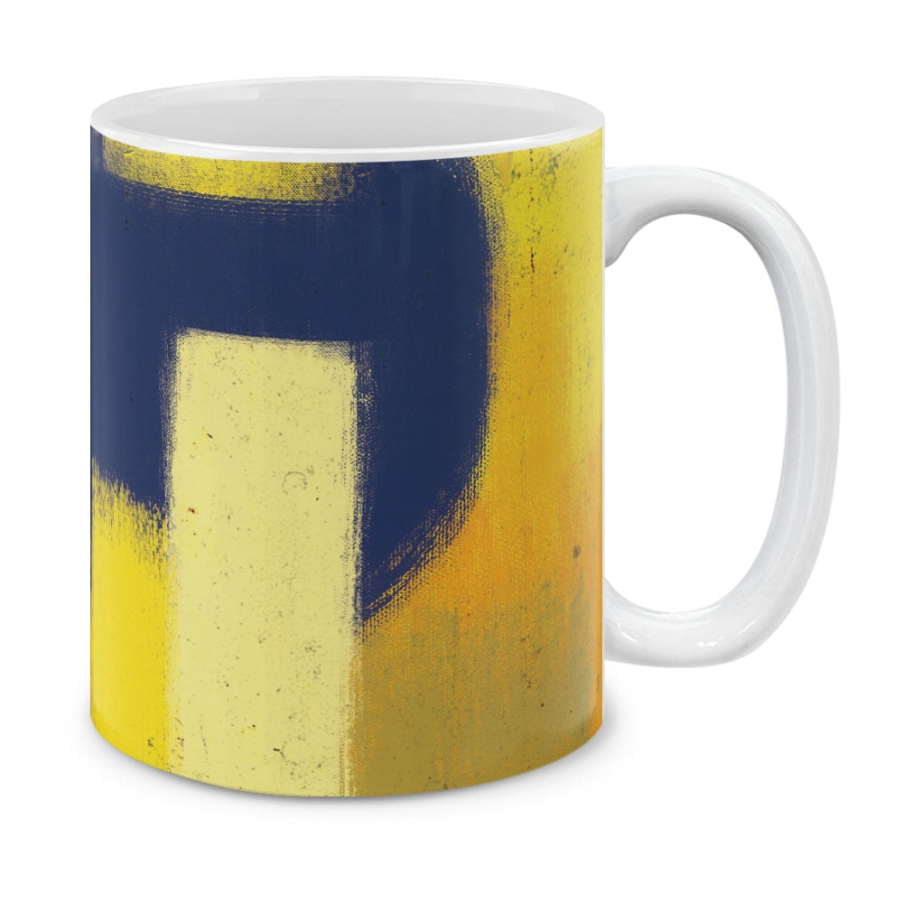 MUGBREW 11 Oz Ceramic Tea Cup Coffee Mug, Abstract Blue Yellow Dry ...