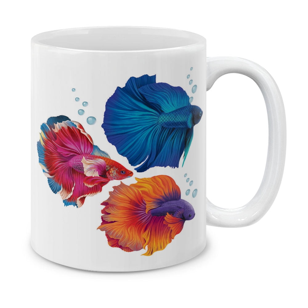 MUGBREW 11 Oz Ceramic Tea Cup Coffee Mug, Betta Siamese Fighting Fishes ...
