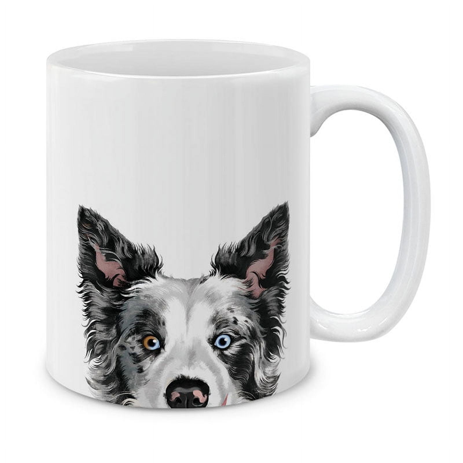 MUGBREW 11 Oz Ceramic Tea Cup Coffee Mug, Black Merle Border Collie Dog ...