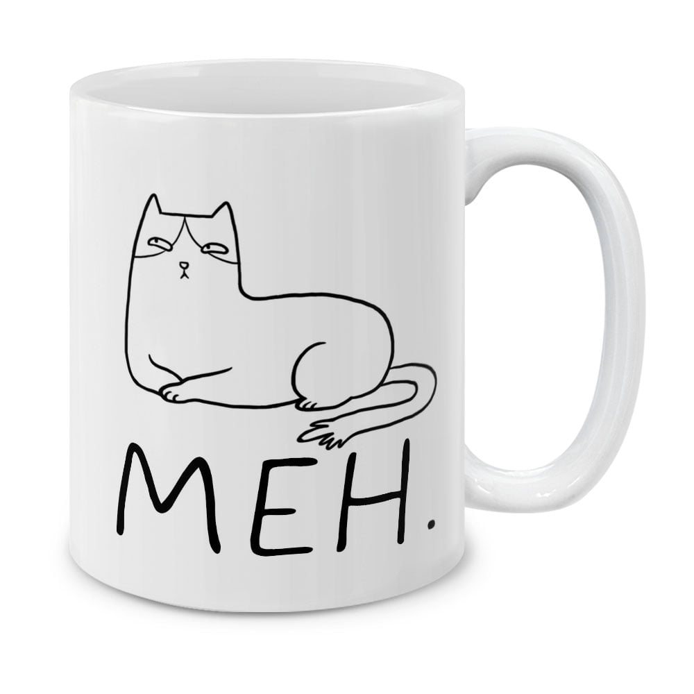 WIRESTER 11 Oz Ceramic Tea Cup Coffee Mug, Cat Meh - Walmart.com