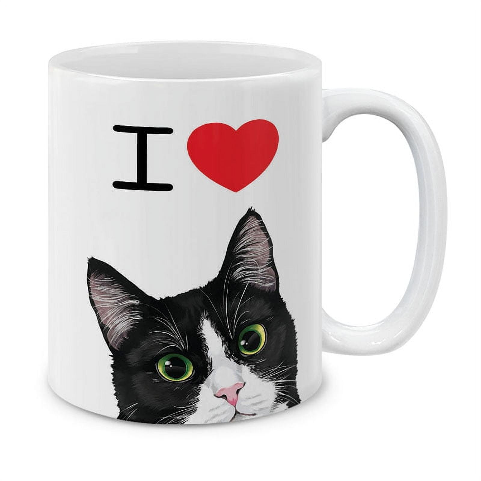 WIRESTER 11 Oz Ceramic Tea Cup Coffee Mug, I Love Black White Tuxedo ...