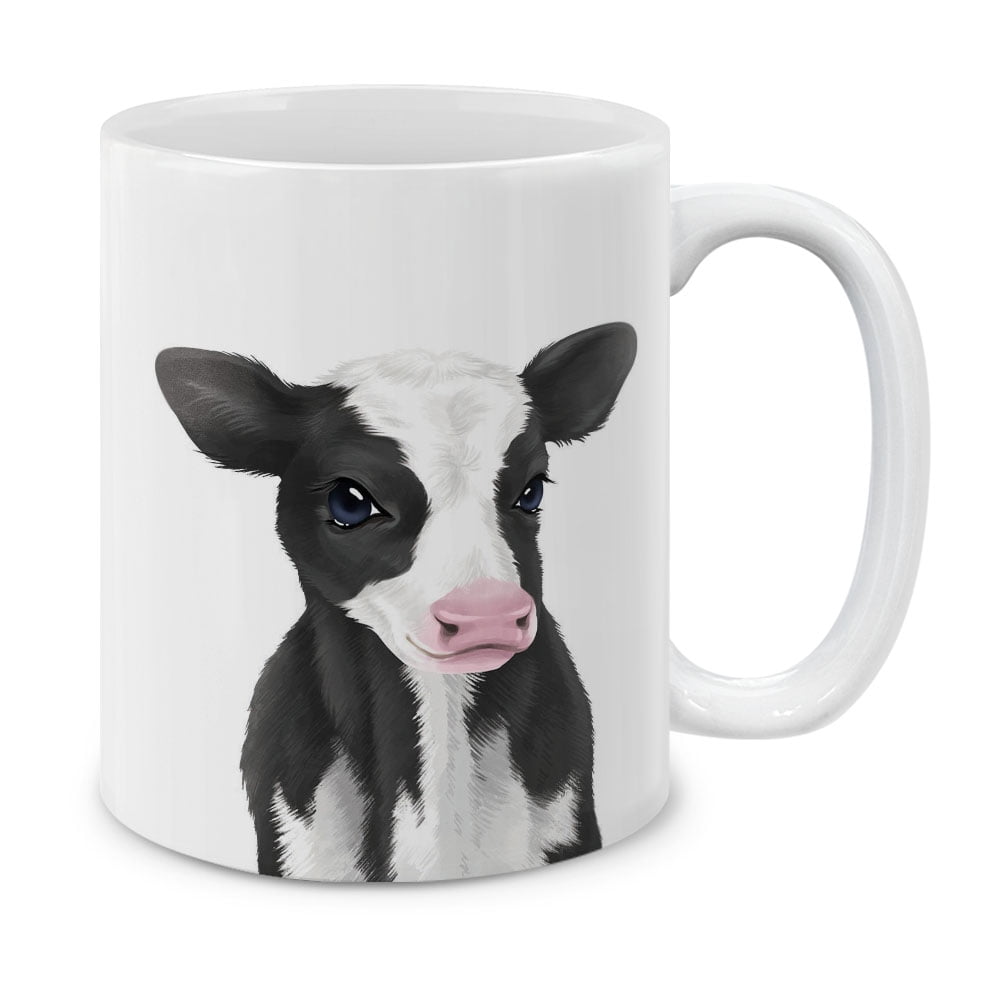 MUGBREW 11 Oz Ceramic Tea Cup Coffee Mug, Nursery Baby Cow Calf ...