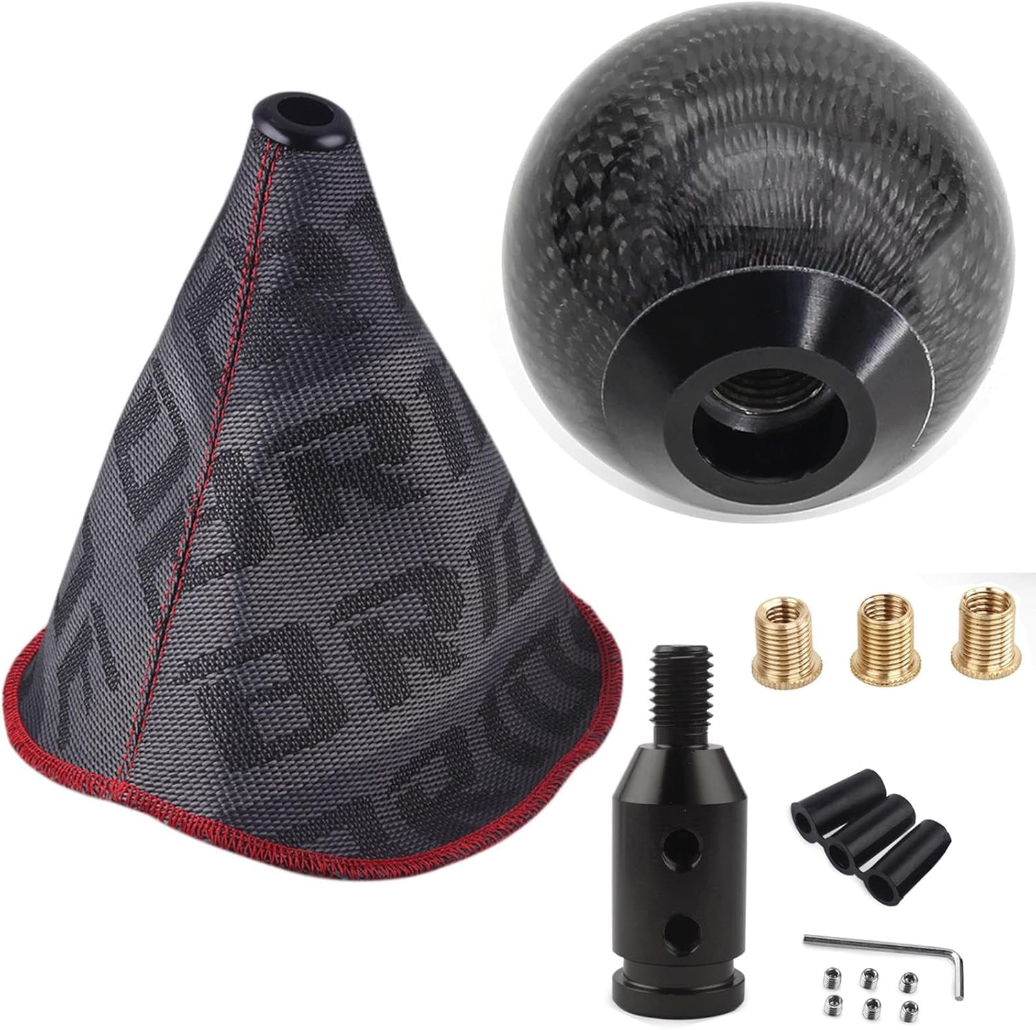 MUGE Racing Fabric Shift Boot with Round Ball Carbon Fiber Shift Knob ...