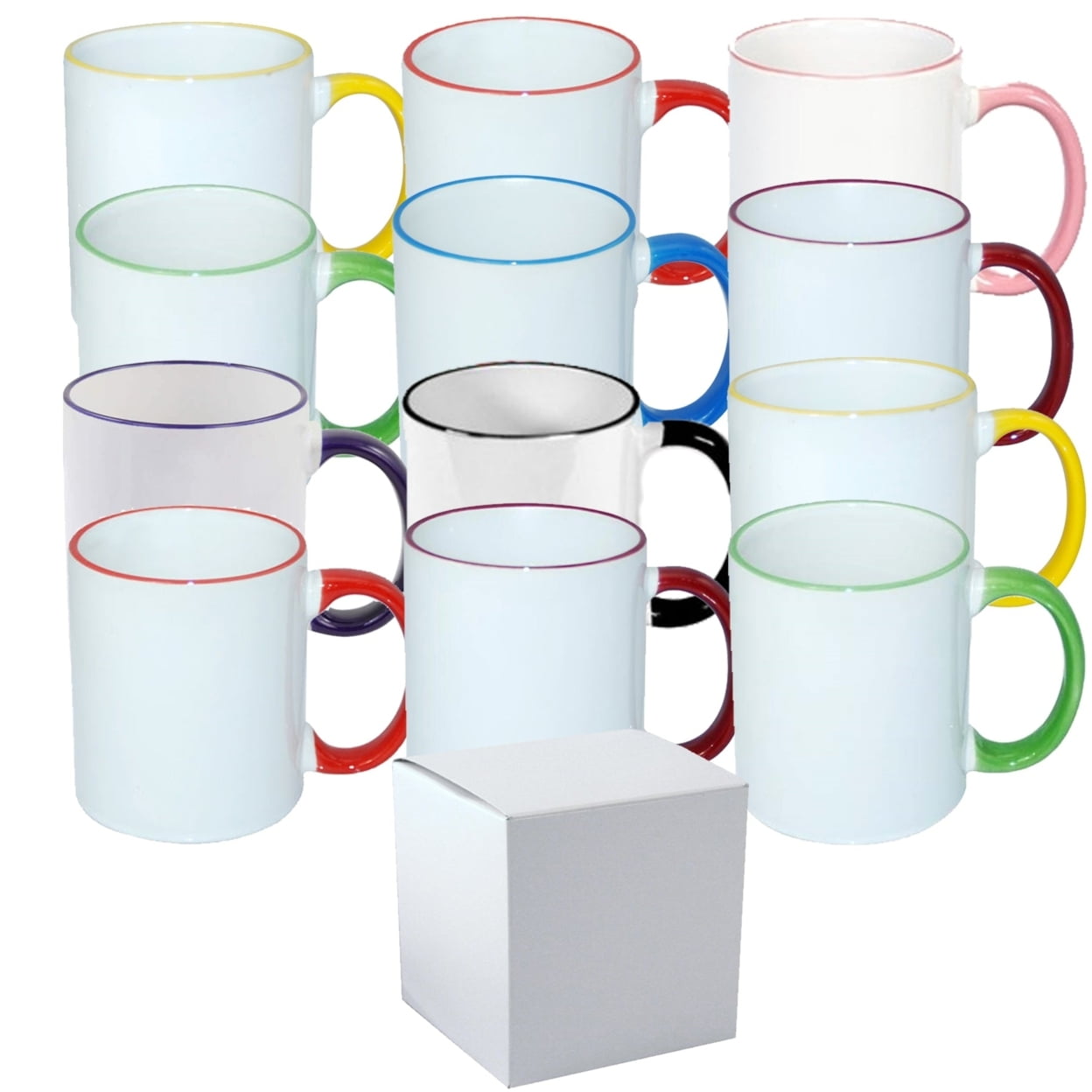 Mugsie 12 Pcs 11OZ Mixed Colour Sublimation Mugs - Craft Coffee ...