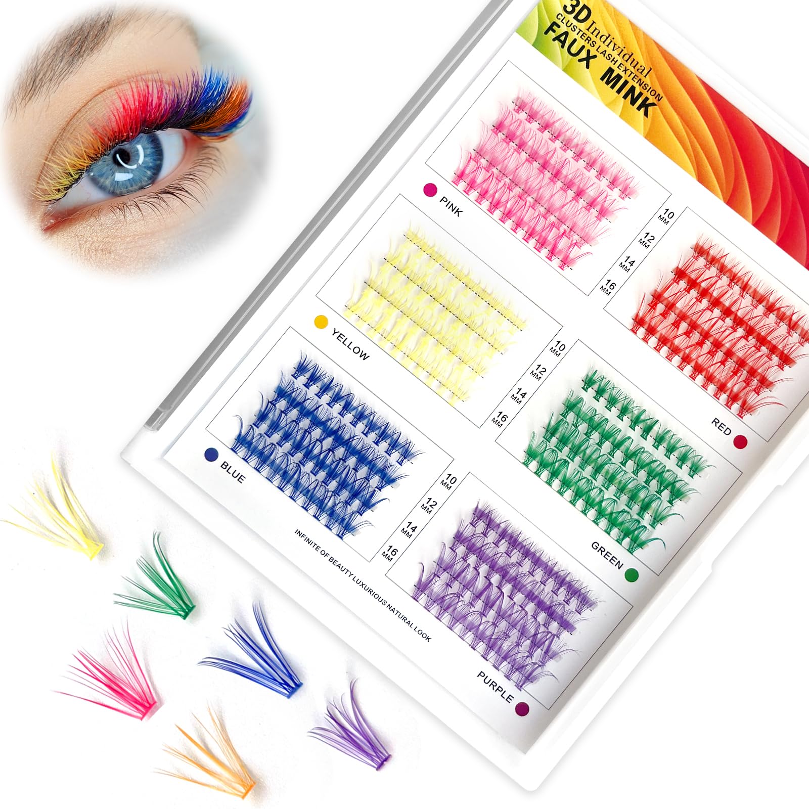 MUIIGOOD Colored Extension SSF20 Kit 240 Pcs Clusters Individual 14mm ...