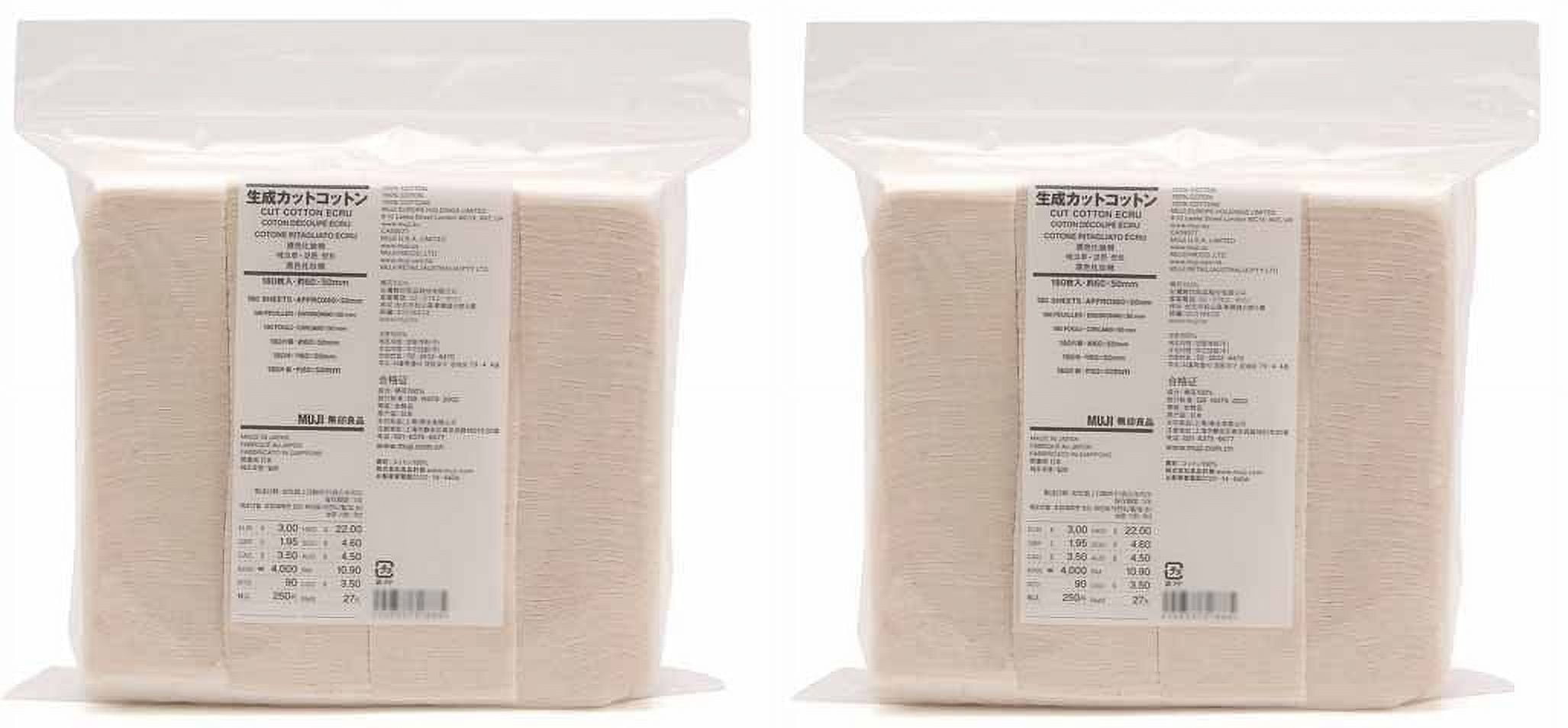 MUJI Makeup Facial Soft Cut Cotton Unbleached 60x50 mm 180pcsã€€ï½˜ã€€2 ...