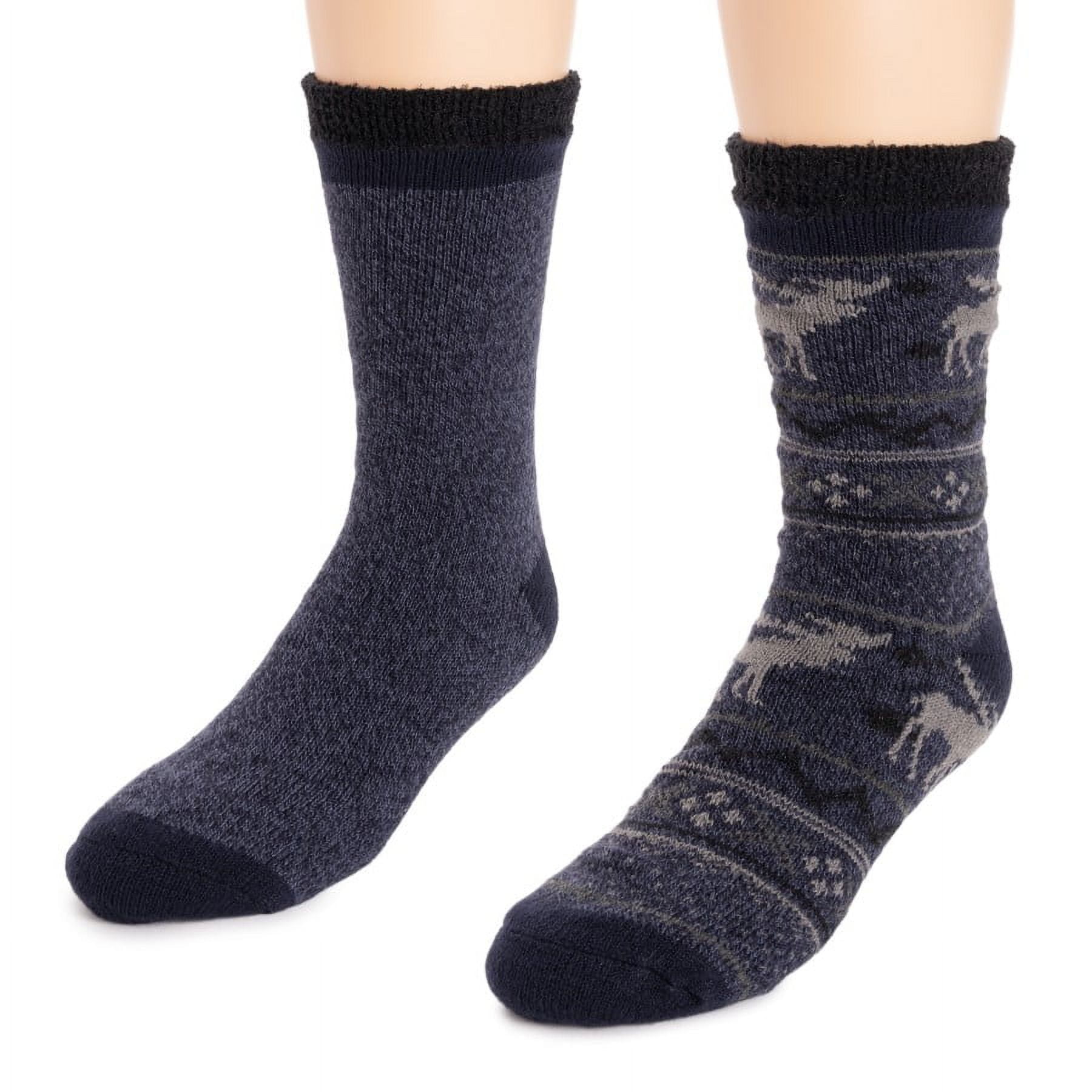 MUK LUKS Men's 2 pack Fleece Layered Socks, Twilight, OS (10-13 ...