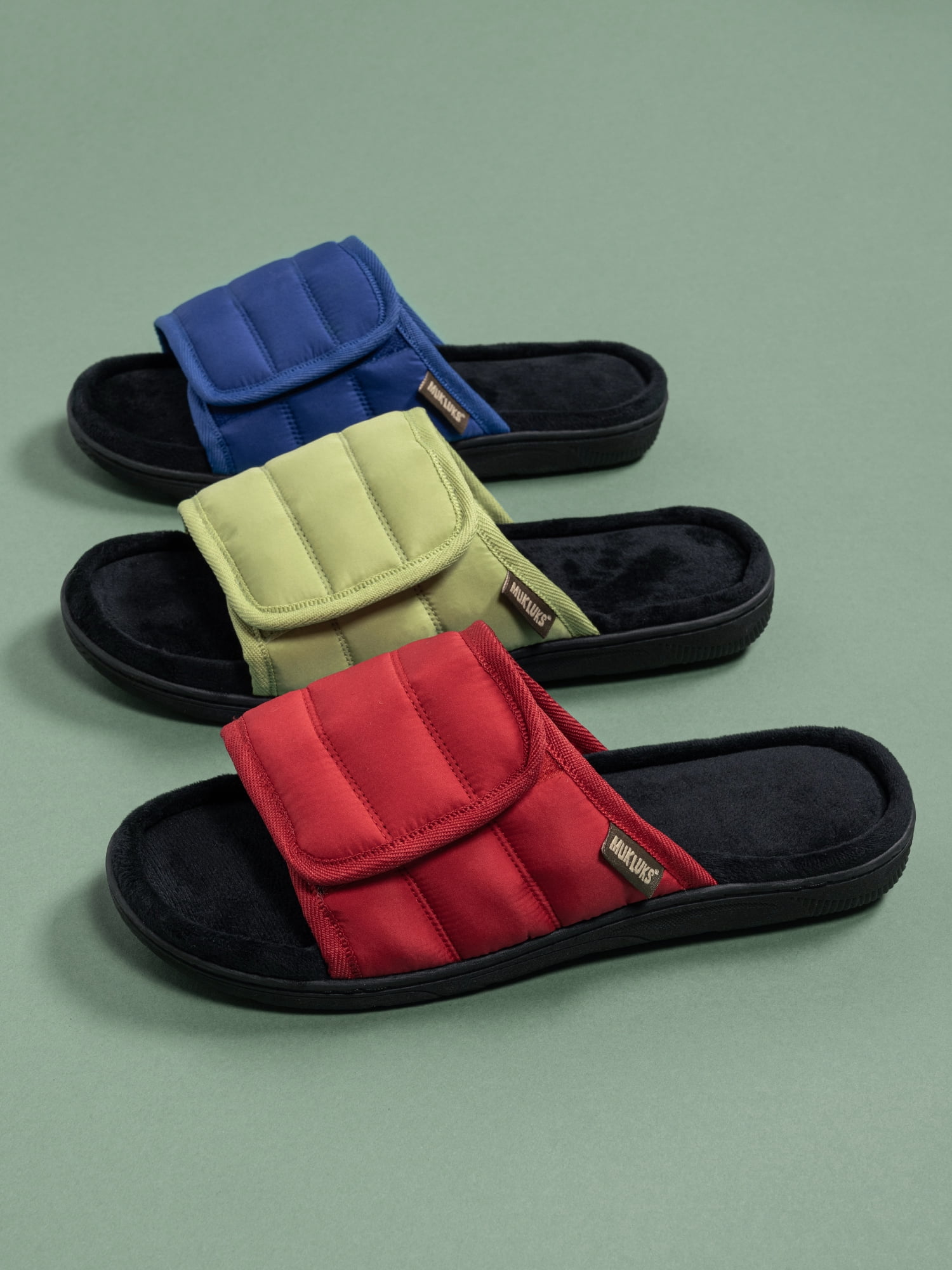 MUK LUKS Men's Adjustable Slide Slipper - Walmart.com