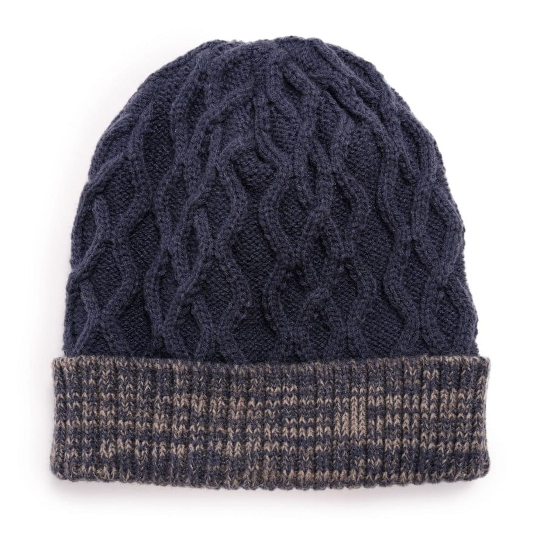 MUK LUKS Men's Cable Cuff Cap, Navy, One Size - Walmart.com